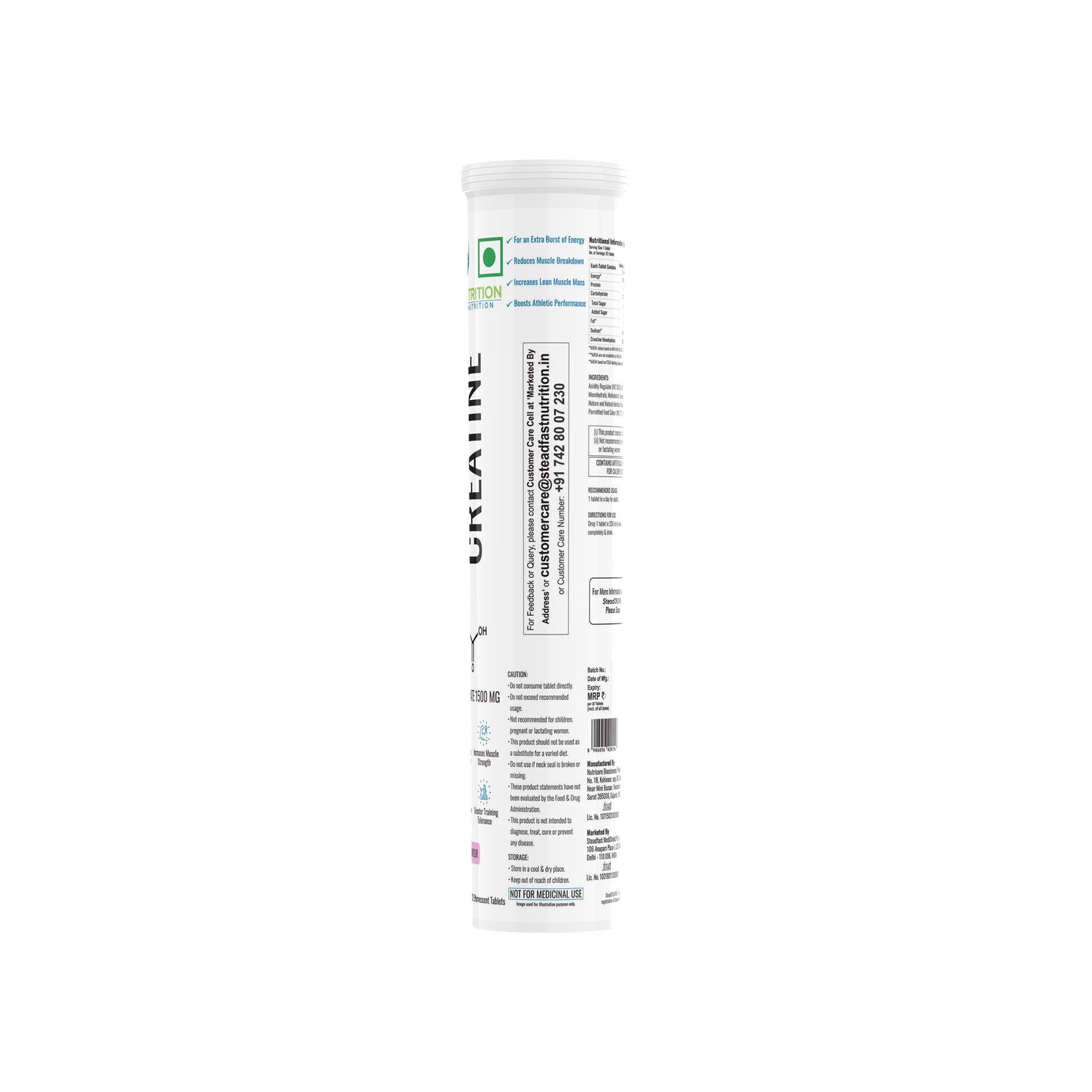 Best Creatine Monohydrate Tablet 1500 mg (20 Tablets) – Steadfast Nutrition