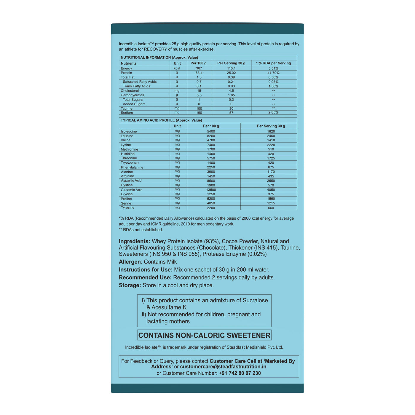 Buy Whey Protein Isolate Chocolate Flavour 25 G Protein Per Serving ...
