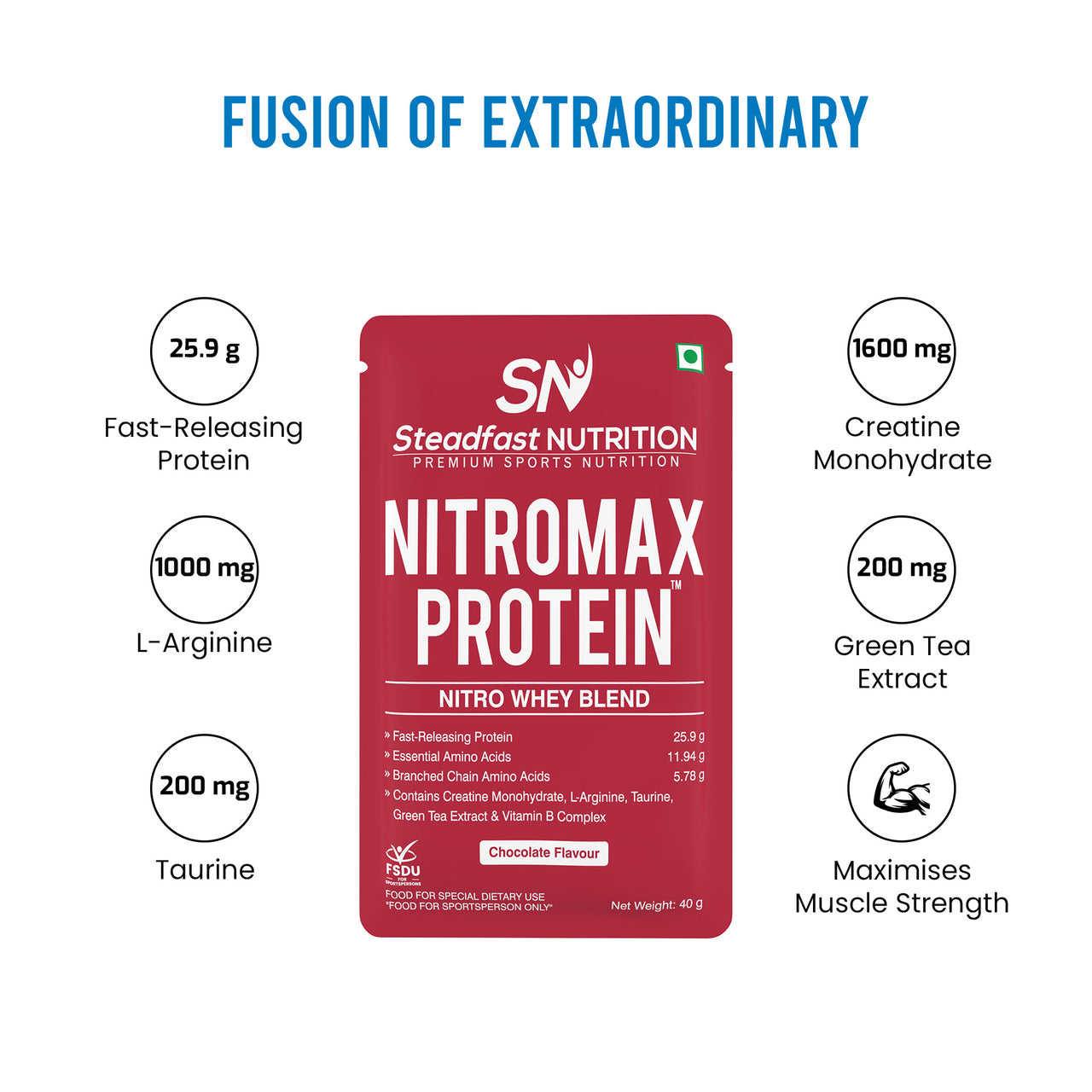 Whey Protein with Creatine, Chocolate Flavour | Nitromax Protein ...