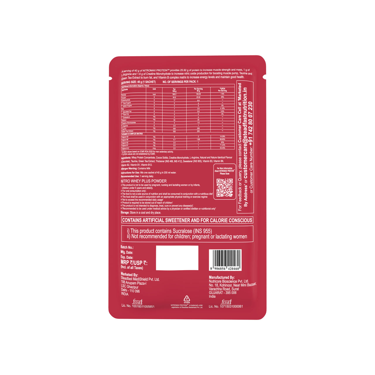 Whey Protein with Creatine, Chocolate Flavour | Nitromax Protein ...