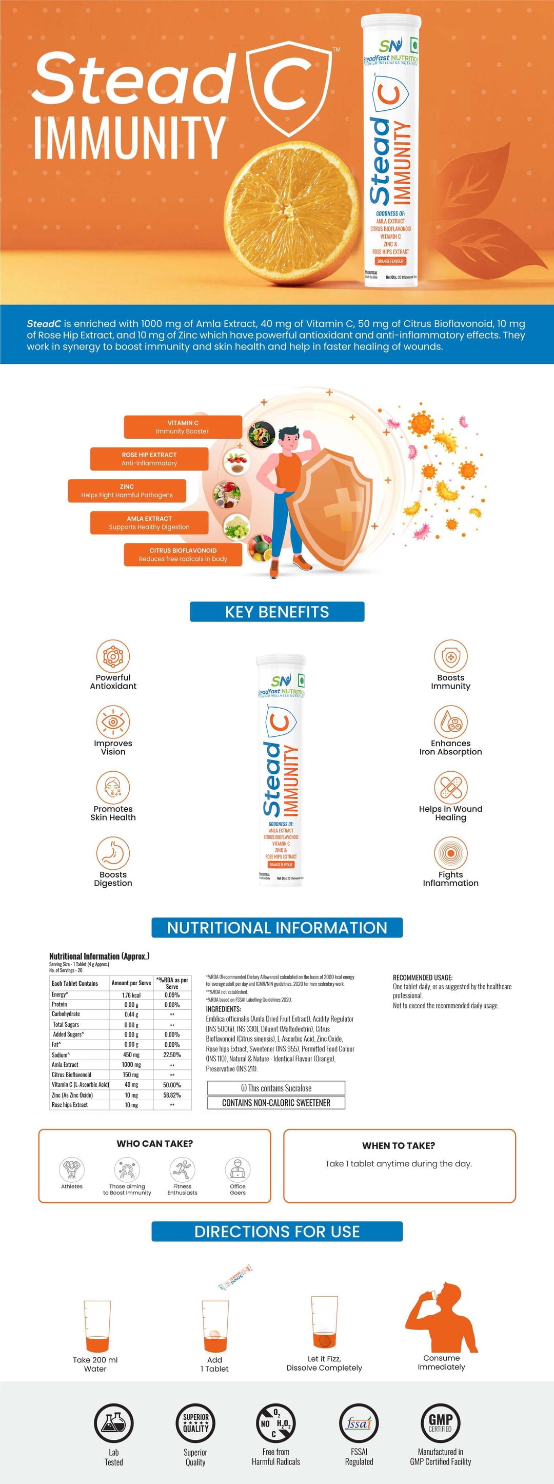 Best Vitamin C Effervescent Tablet Online | SteadC – Steadfast Nutrition